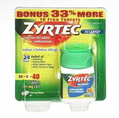 Zyrtec - 24 Hour Allergy Relief - 40 Tablets - 1 Pack – Go Direct Foods ...