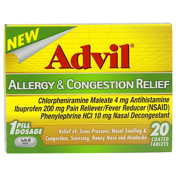 Advil - Allergy & Congestion Relief 20 Ct Tablets - 1 Pack – Go Direct ...